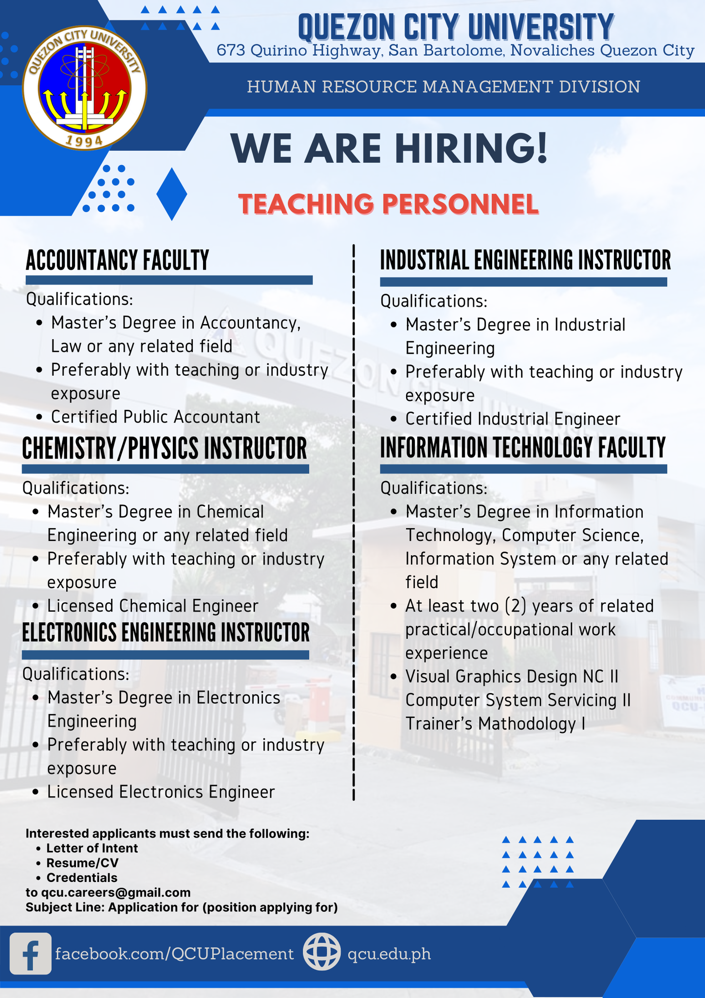 QCU Job Openings for Teaching Personnel – Quezon City University
