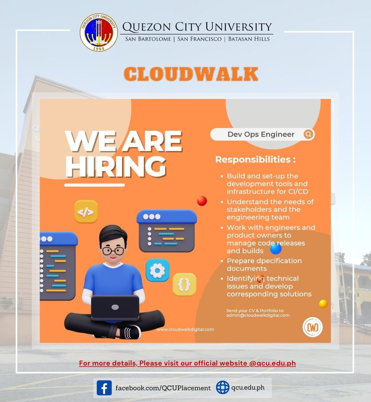 CLOUDWALK JOB OPENINGS – Quezon City University